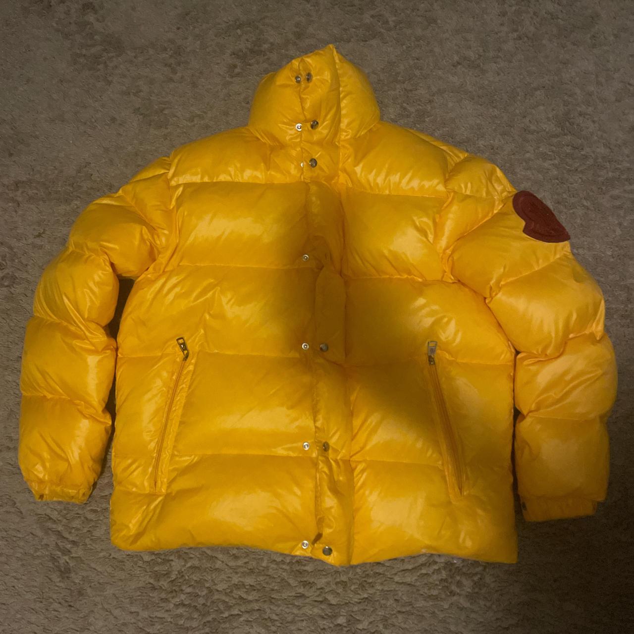 yellow monclear puffer jacket - Depop