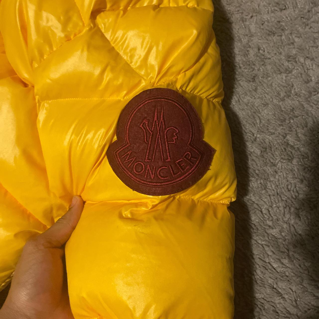 yellow monclear puffer jacket - Depop