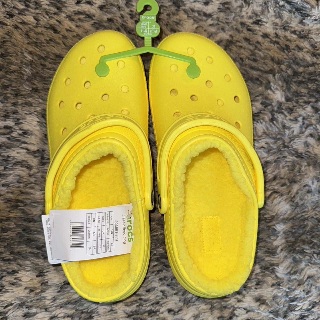 Classic yellow Crocs clogs lined with fleece. clogs... | Depop