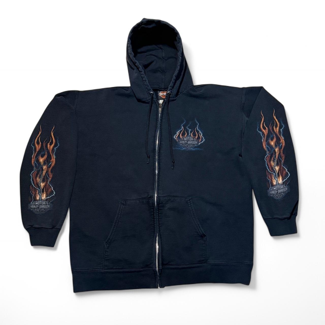 Beautifully Biker faded Vintage Flames Y2K Harley... | Depop