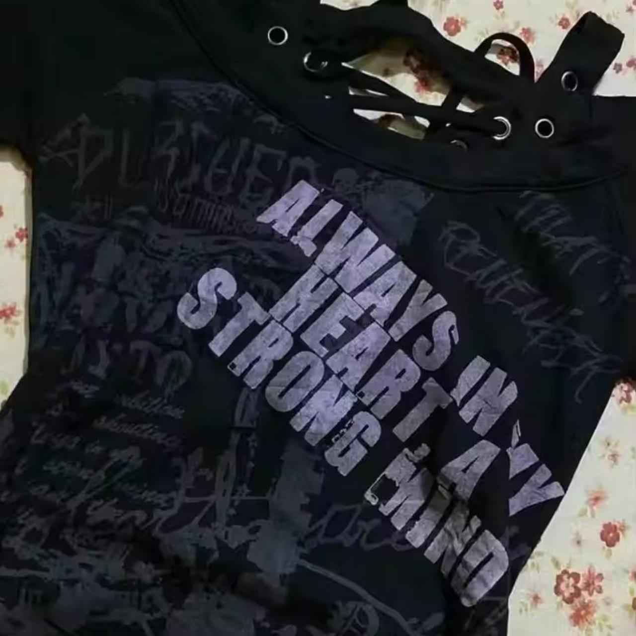 Grunge lace graphic t shirt Y2K Alt Fashion Cyber... | Depop