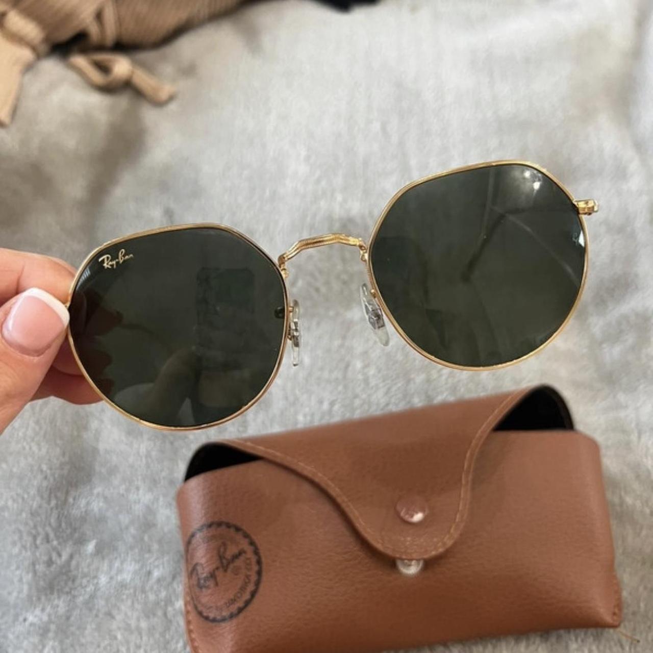 Black and gold ray bans, immaculate condition comes... - Depop