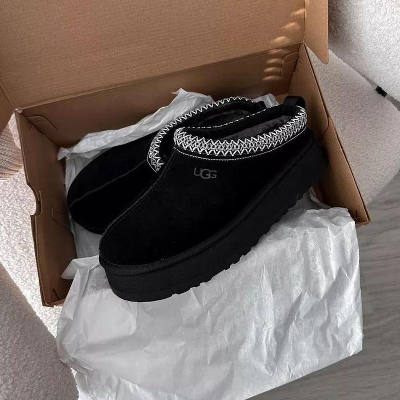 UGG Tasman black suede platform slides #UGGSlides - Depop
