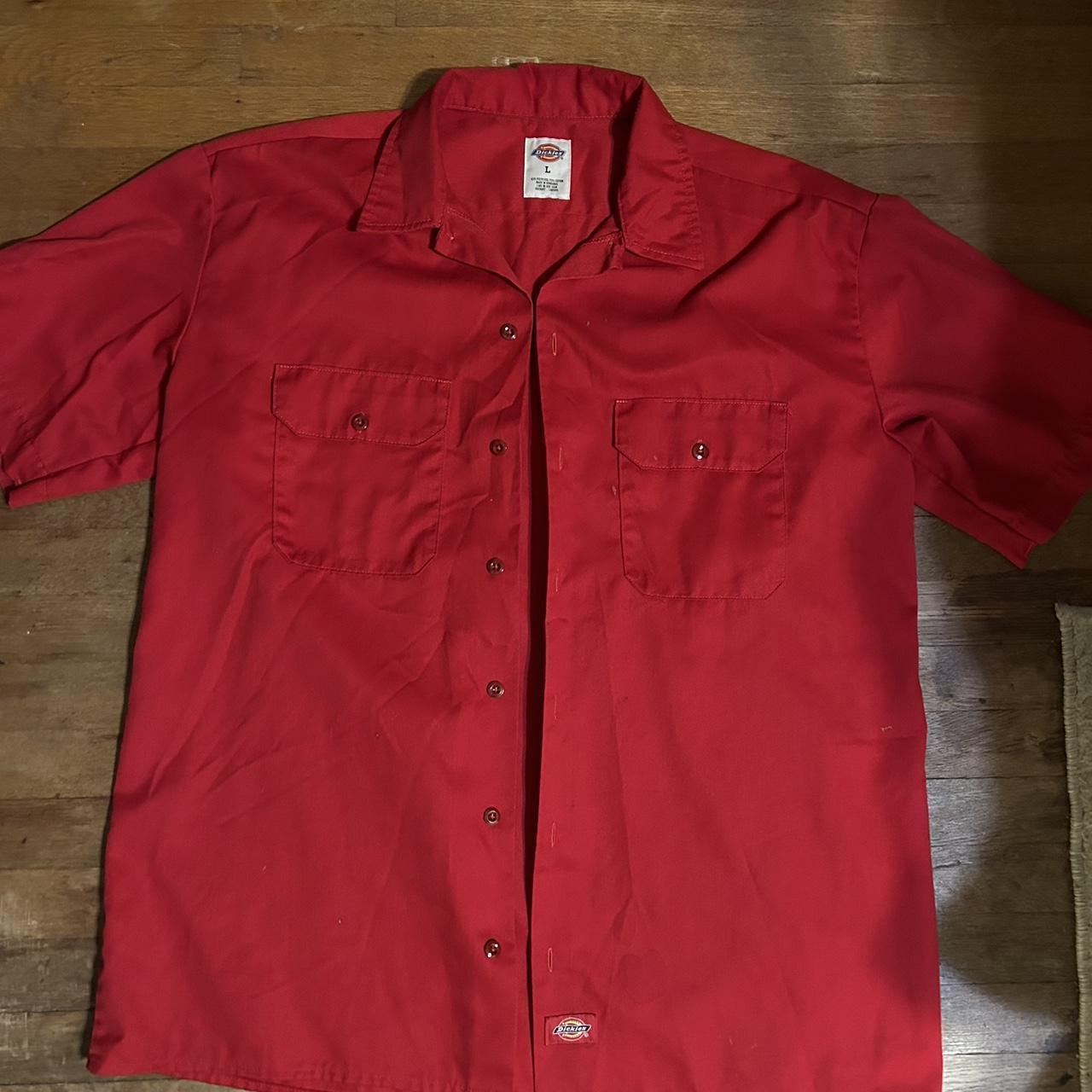 Large Red Dickies work shirt #skater - Depop