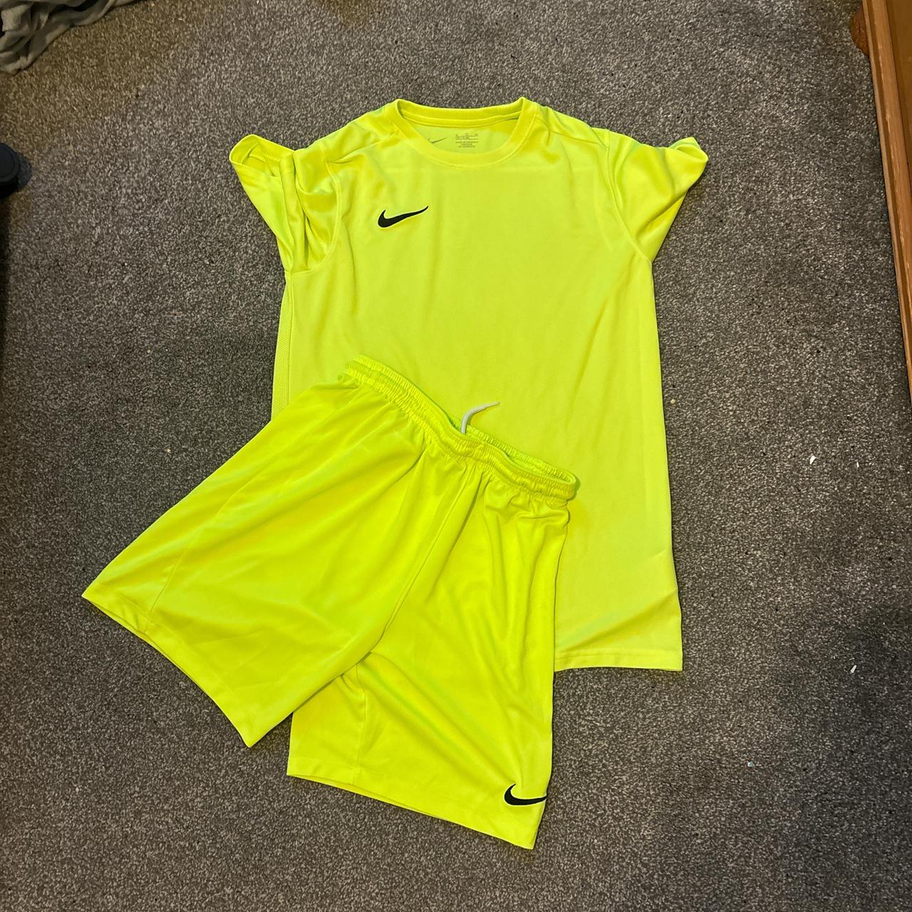 Nike yellow dri fit top and shorts - Depop