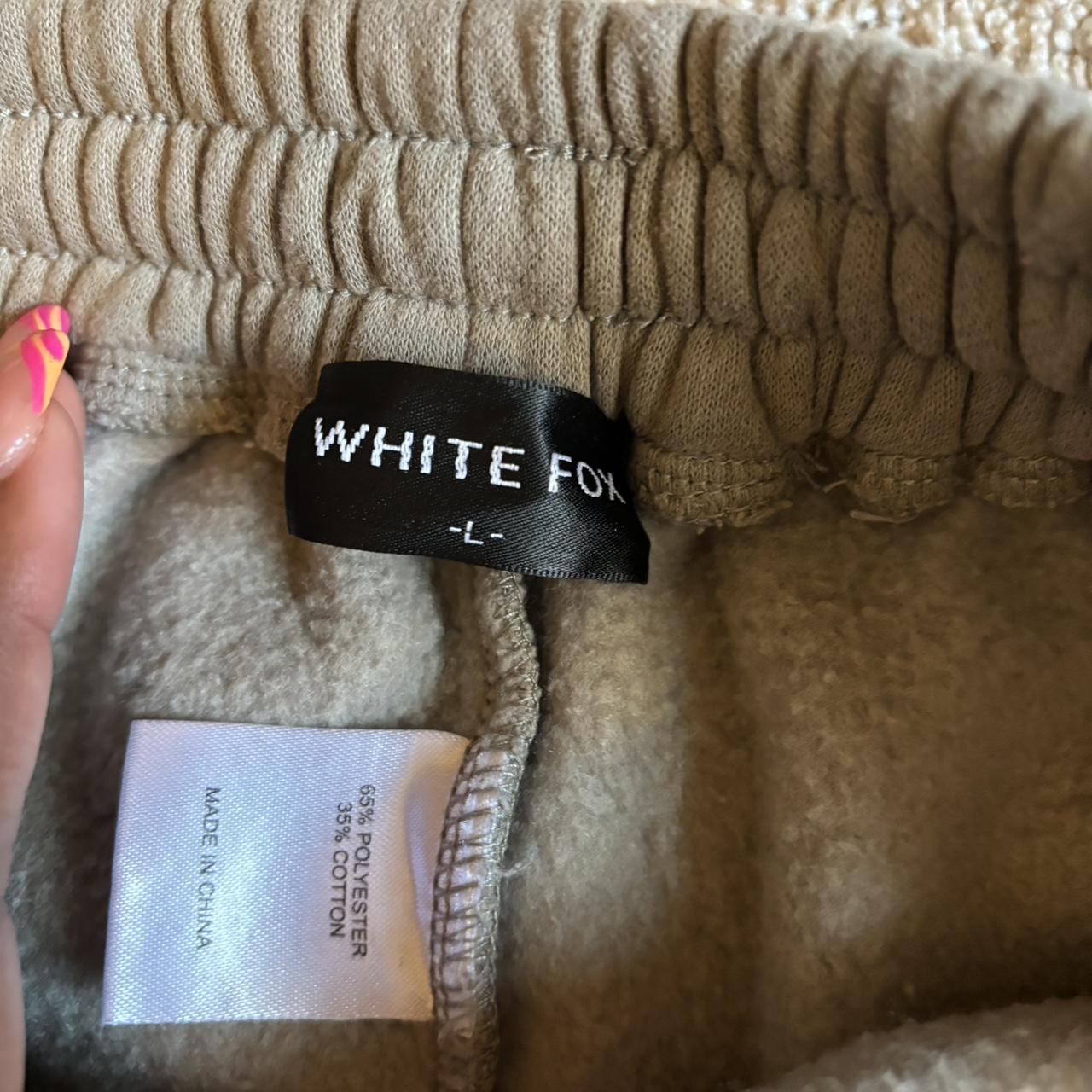 white fox sweatpants, size large, worn once - Depop