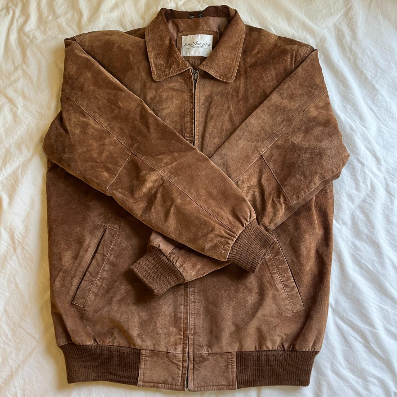 Norm Thompson Brown Suede Leather Jacket Size: L... - Depop