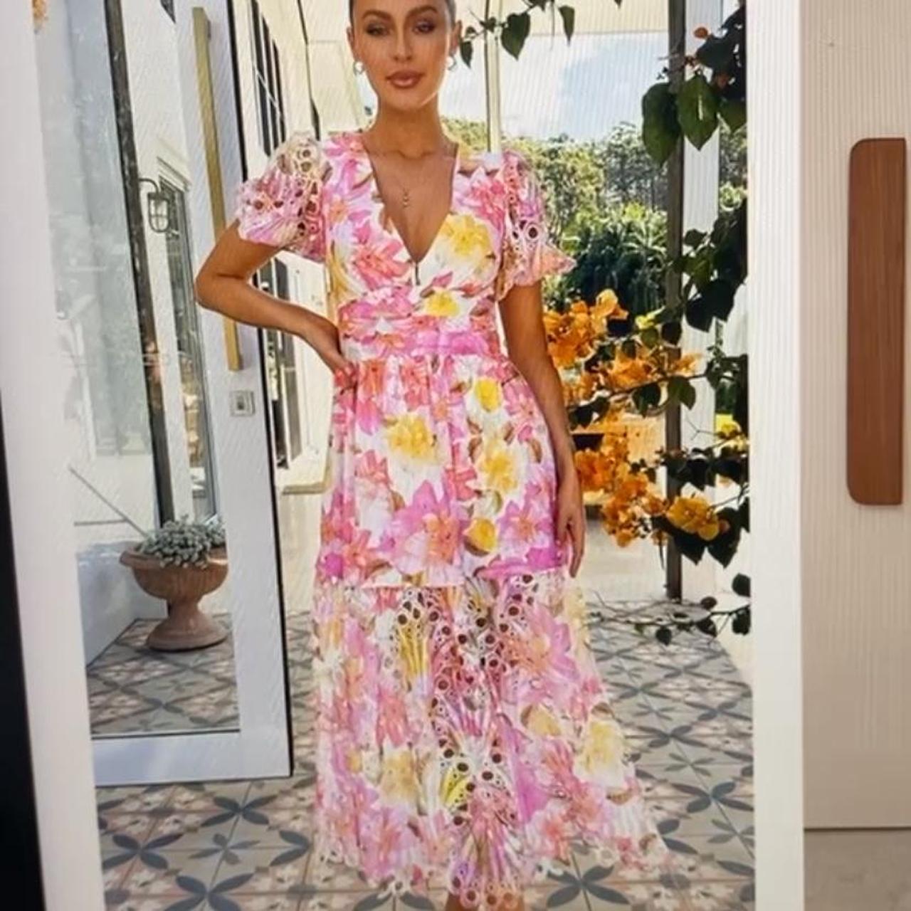 Billy J floral dress. Size 12 worn once, in perfect... - Depop