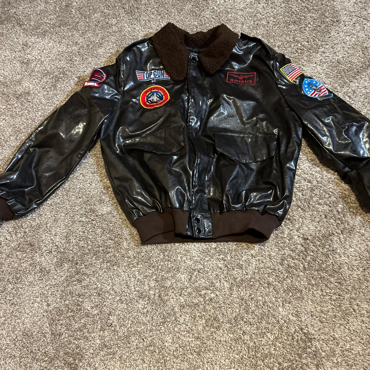 Top Gun bomber jacket with patches, featuring a... - Depop
