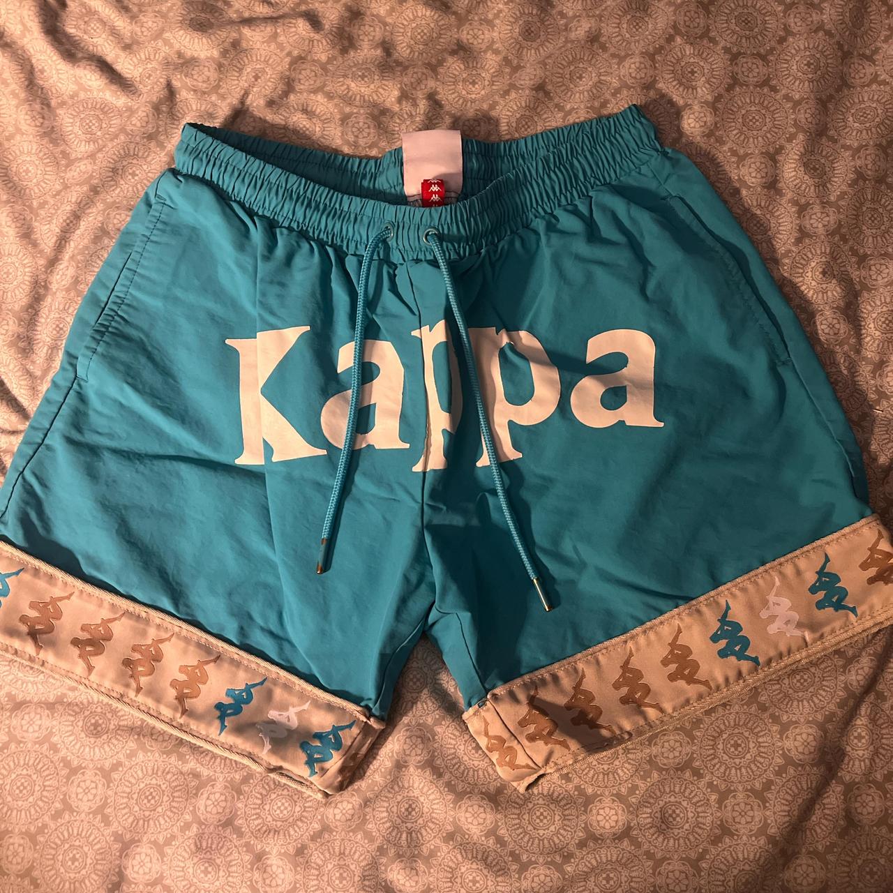 Kappa blue and white shorts size medium - Depop