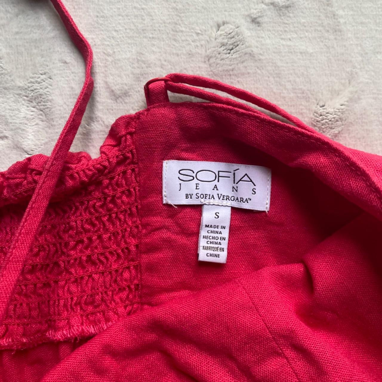 hot pink linen blend tank top with buttons and tie... - Depop