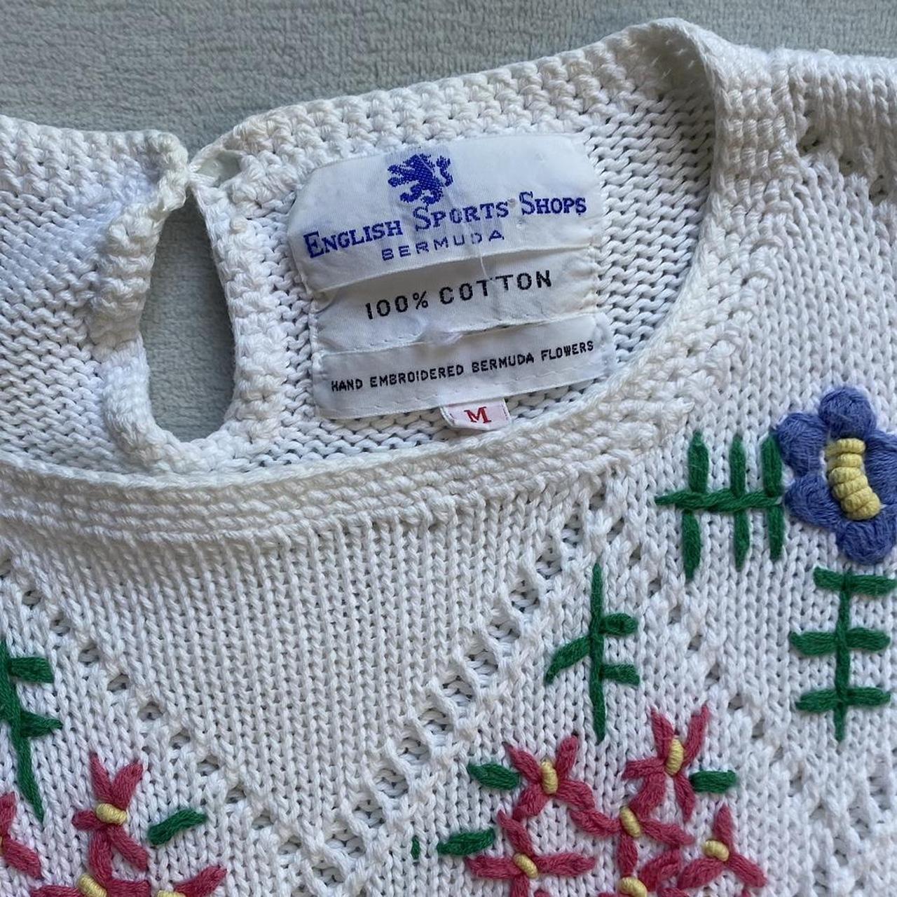 Vintage white sweater with embroidered flowers!... - Depop