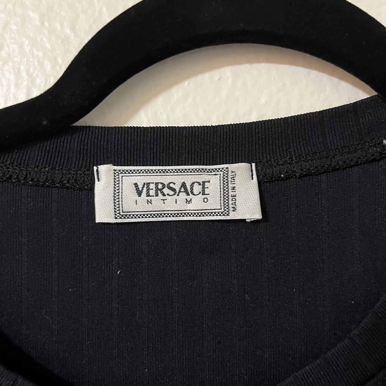 Versace Intimo Vintage 90s Black ribbed t-shirt no... - Depop