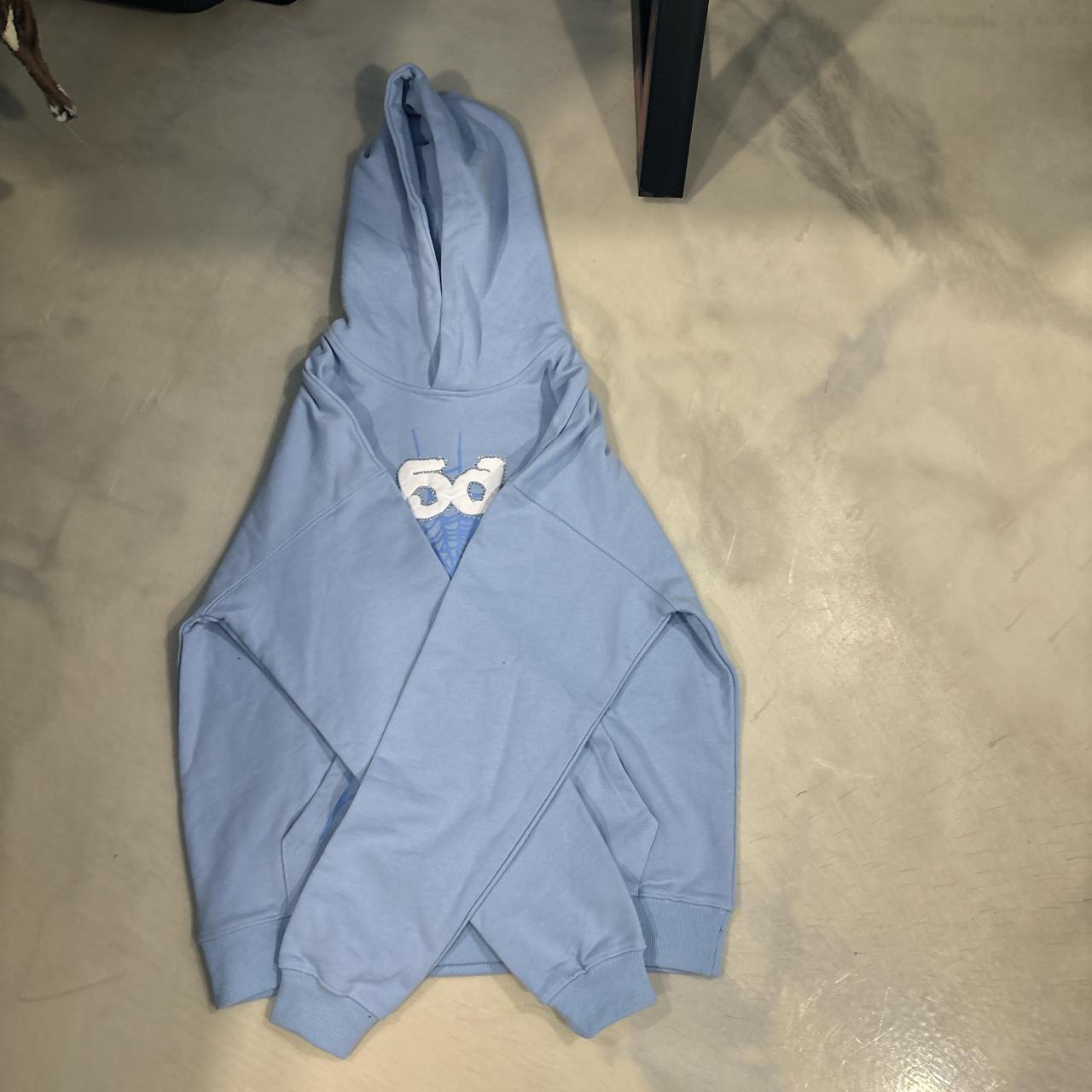 Brand new sp5der hoodie light blue - Depop