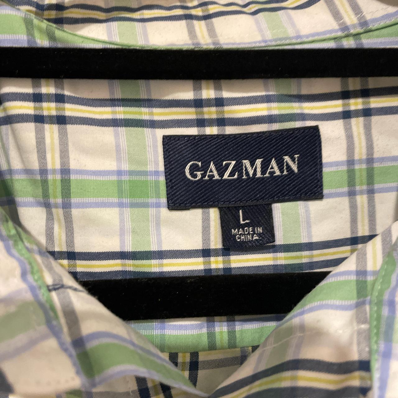 Gazman Short Sleeve Shirt Green/Blue/White - Depop