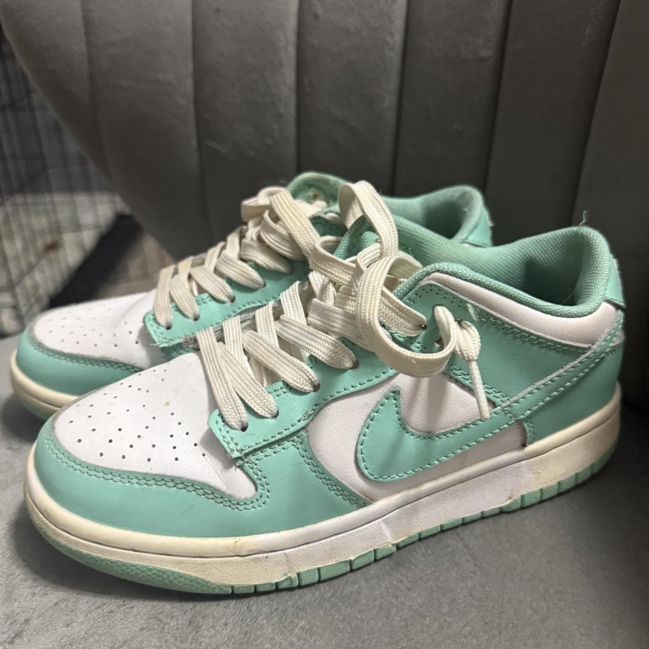 low trainers nike dunks teal size 6.5 womens obo | Depop
