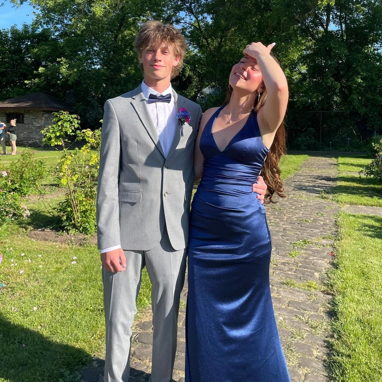 dark blue prom dress, originally $95 windsor prom... - Depop