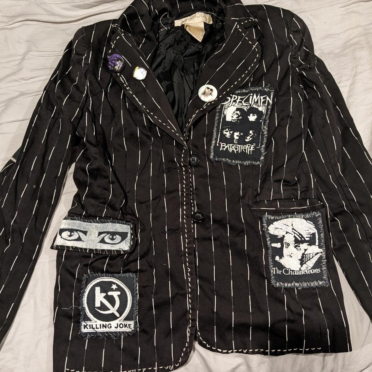 Pinstripe post-punk/goth patch jacket. I made this... | Depop