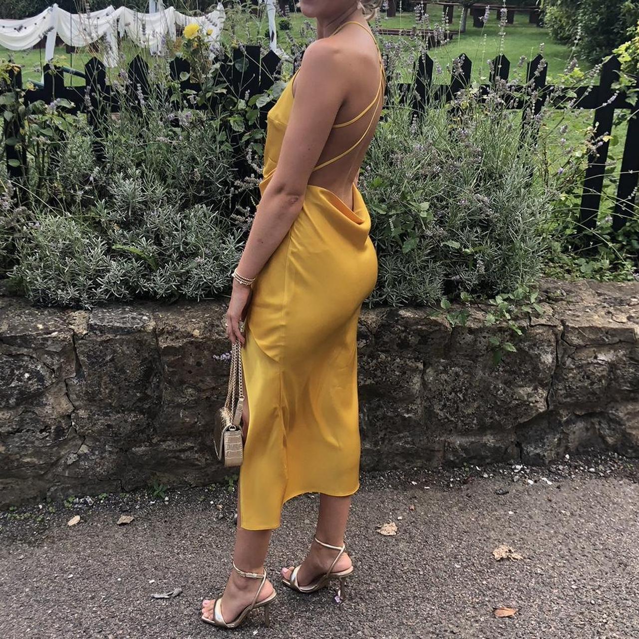 Stunning Mustard asos backless dress worn once for a... - Depop