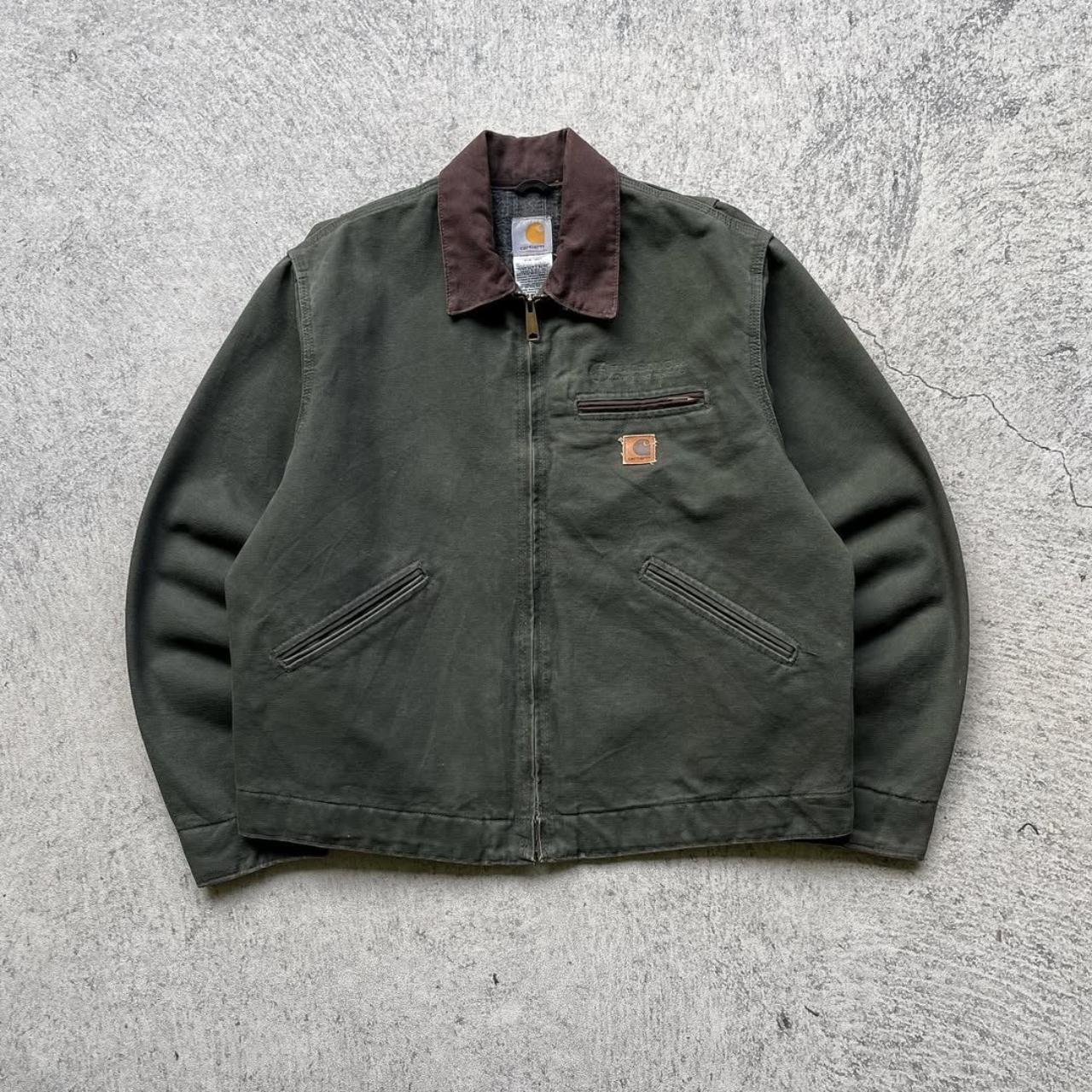 Faded Moss Green Vintage Carhartt Detroit Jacket J97... - Depop