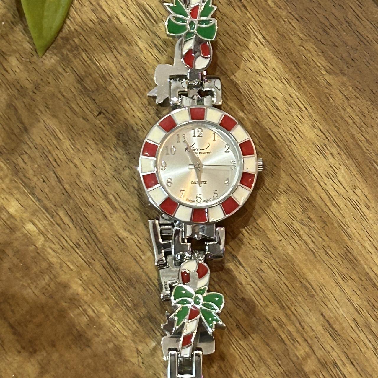 Christmas candy cane watch with red and green... | Depop