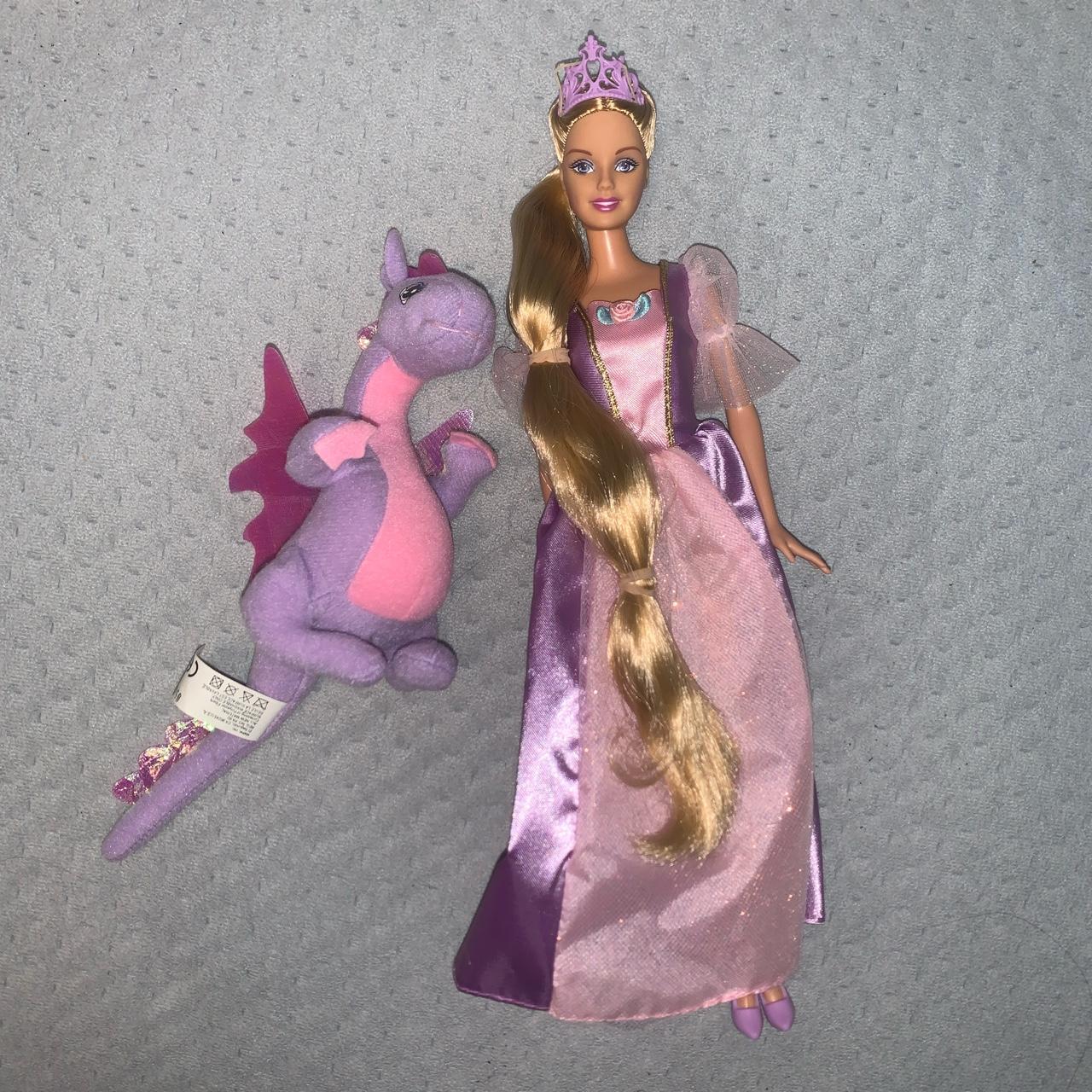 Barbie as Rapunzel doll 💜👱🏼‍♀️🩷🐉 • comes with dragon... - Depop