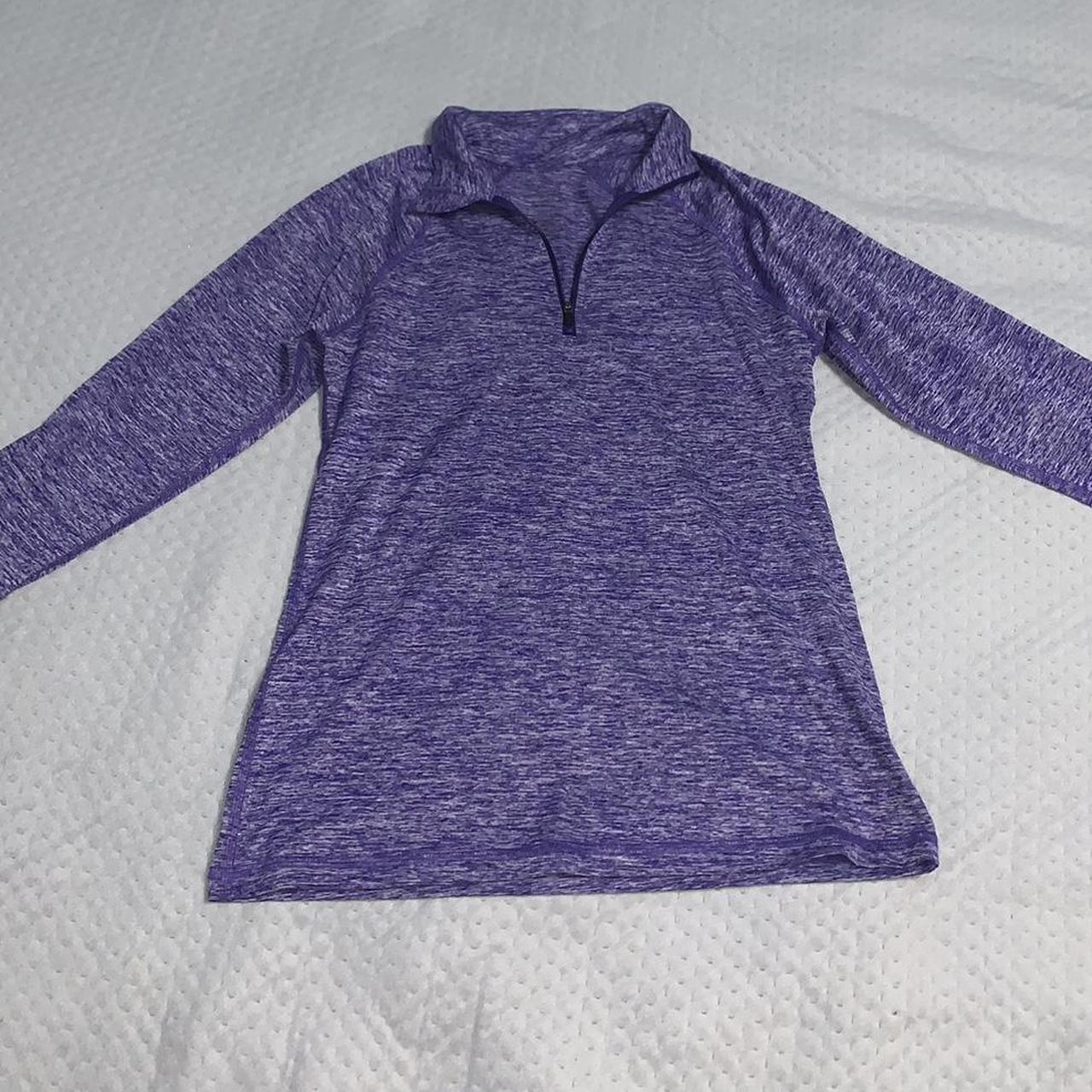 purple long sleeve zip-up compression top /... - Depop
