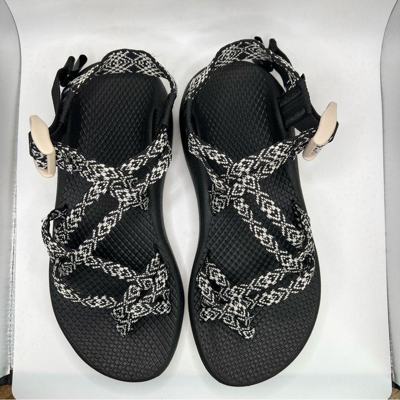 Women’s black and white Chaco sandals size 6 in... | Depop