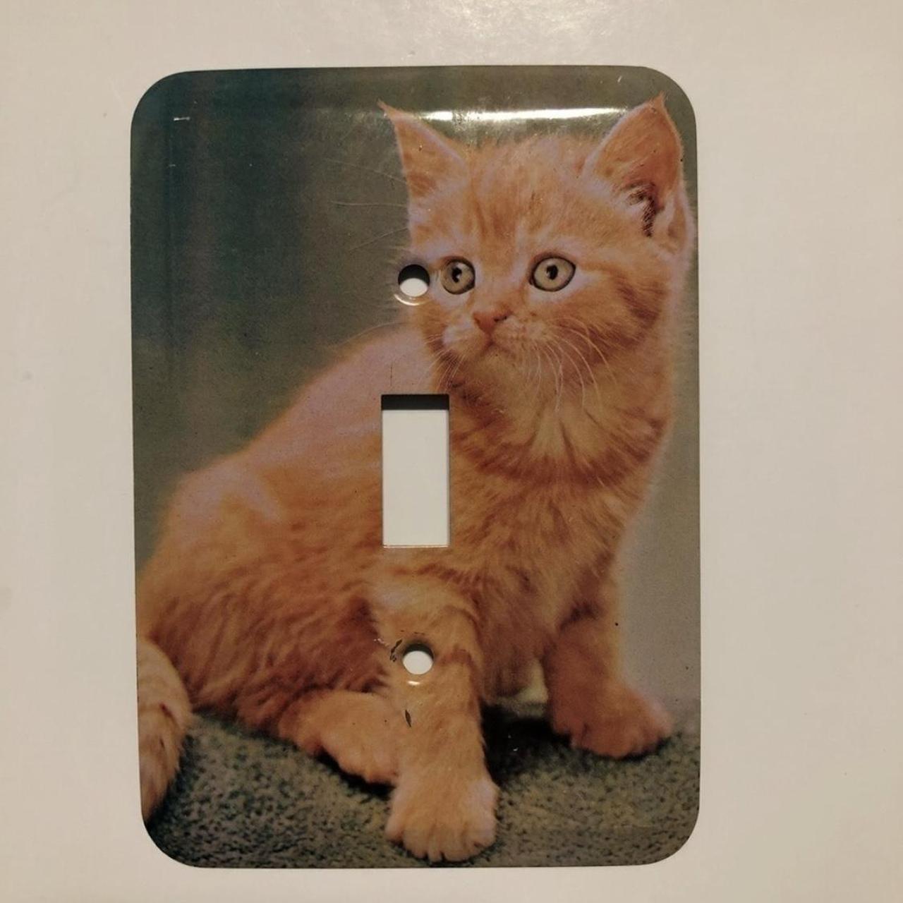 Orange cat light switch cover with a photo of a... - Depop