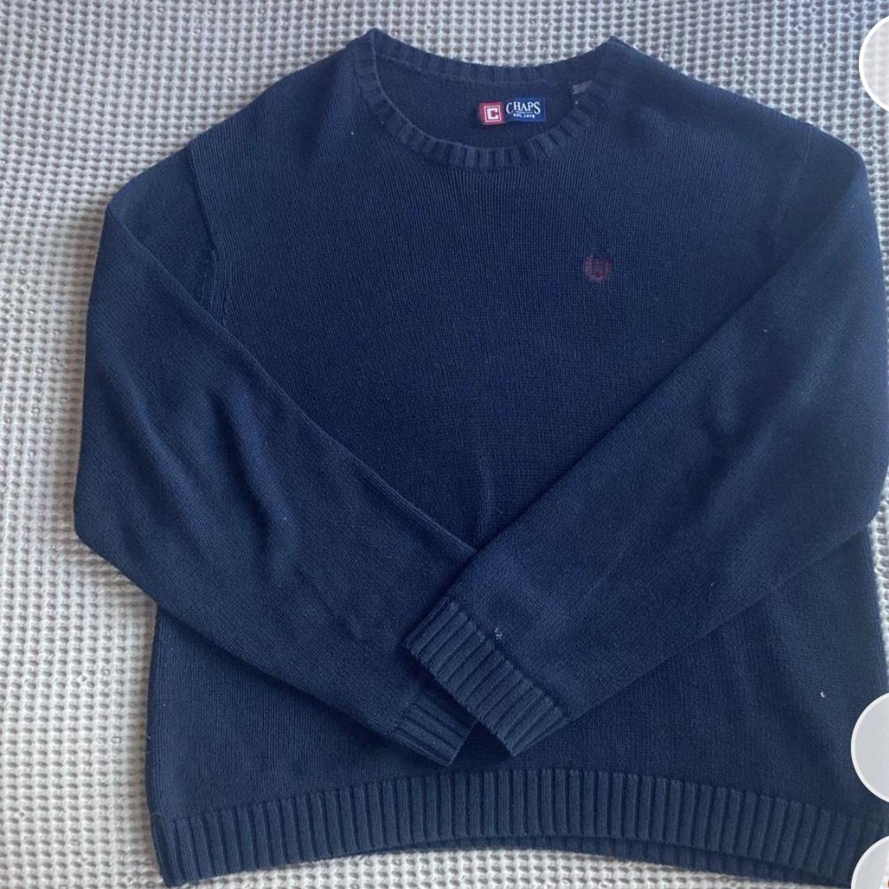 Navy Blue Chaps Knitted Sweater // Great Condition... - Depop