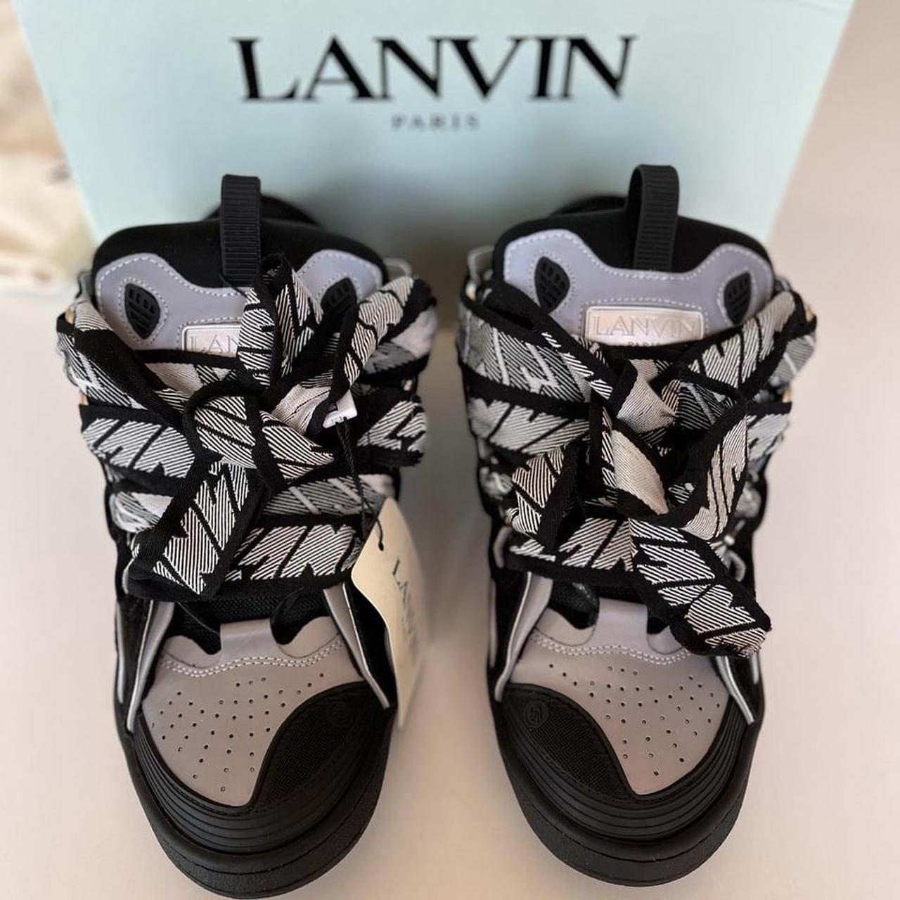 Black and grey Lanvin leather streetwear trainers | Depop