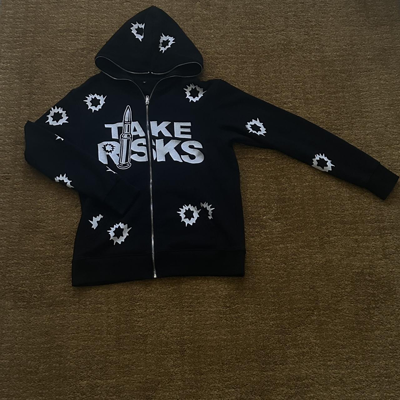 “Take Risk” full zip up hoodie. worn once still... - Depop