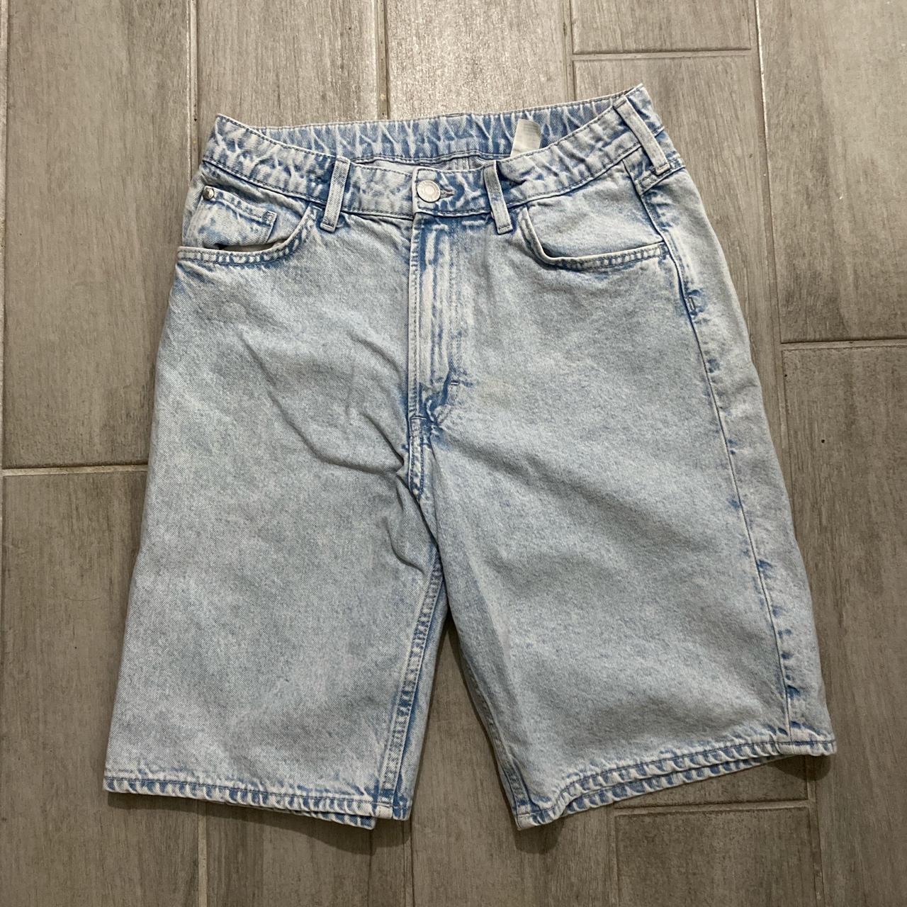 light blue jorts worn once to skate light scuffs on... - Depop