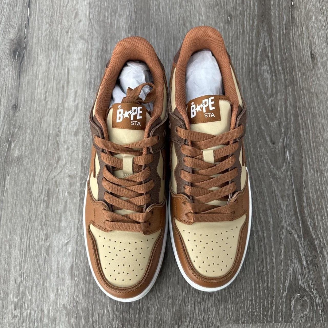 Bape brown and white trainers - Depop