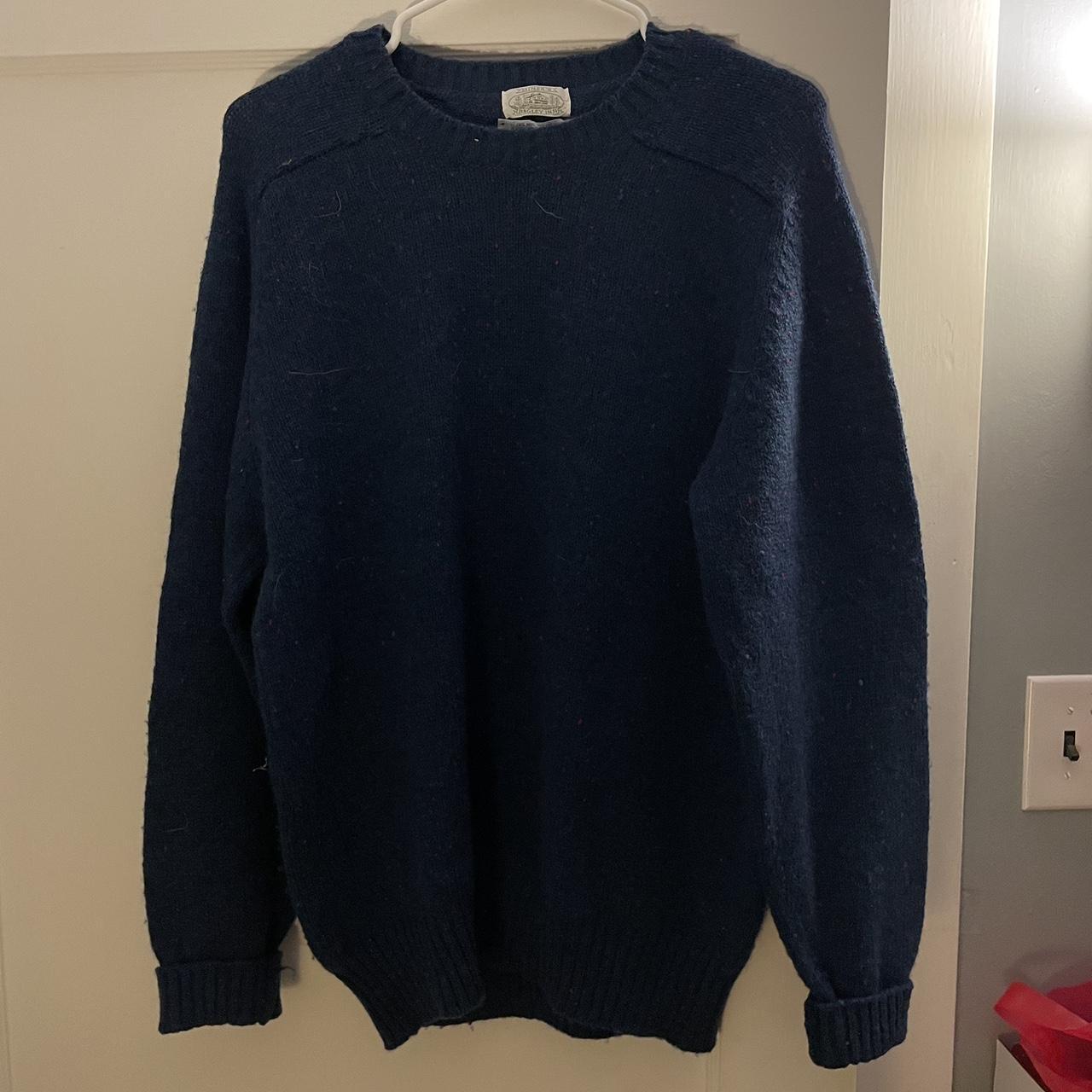 Vintage navy wool sweater. Fits like a men’s medium. - Depop