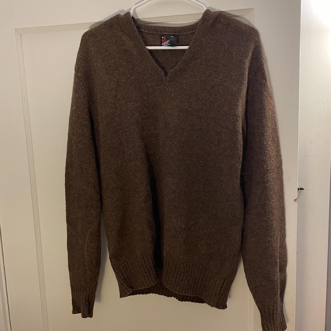 Vintage brown v-neck sweater. Fits like a men’s medium. - Depop