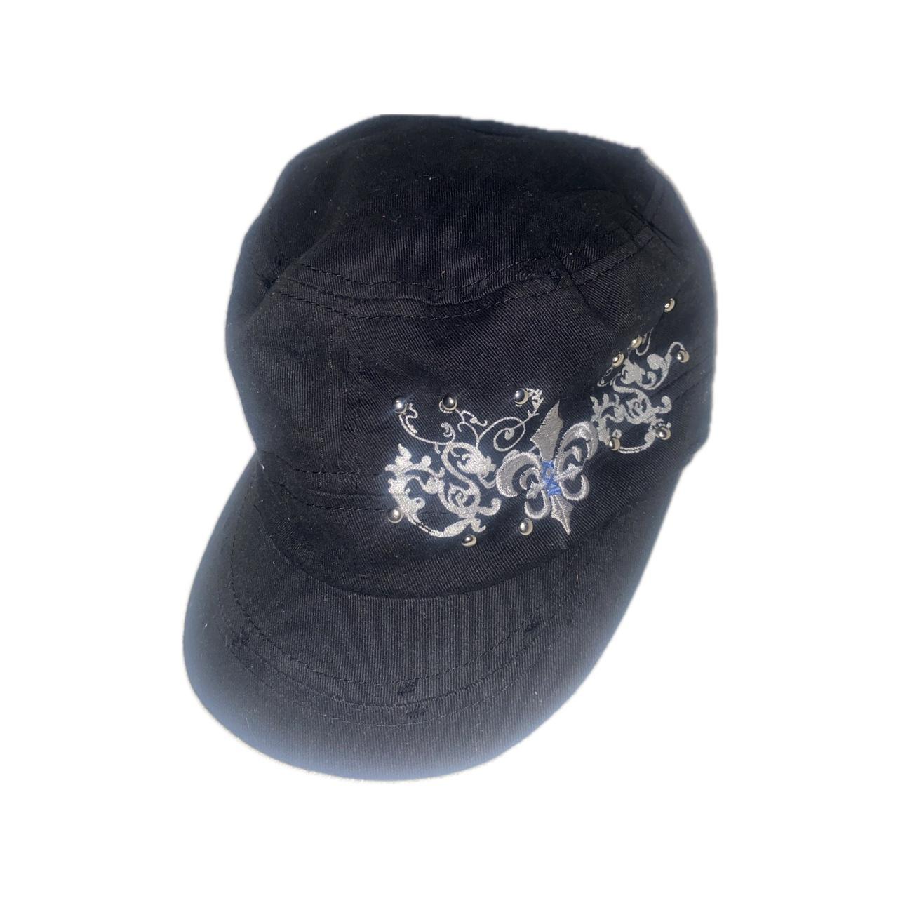 Black and silver rhinestone cap, made for adding a... - Depop