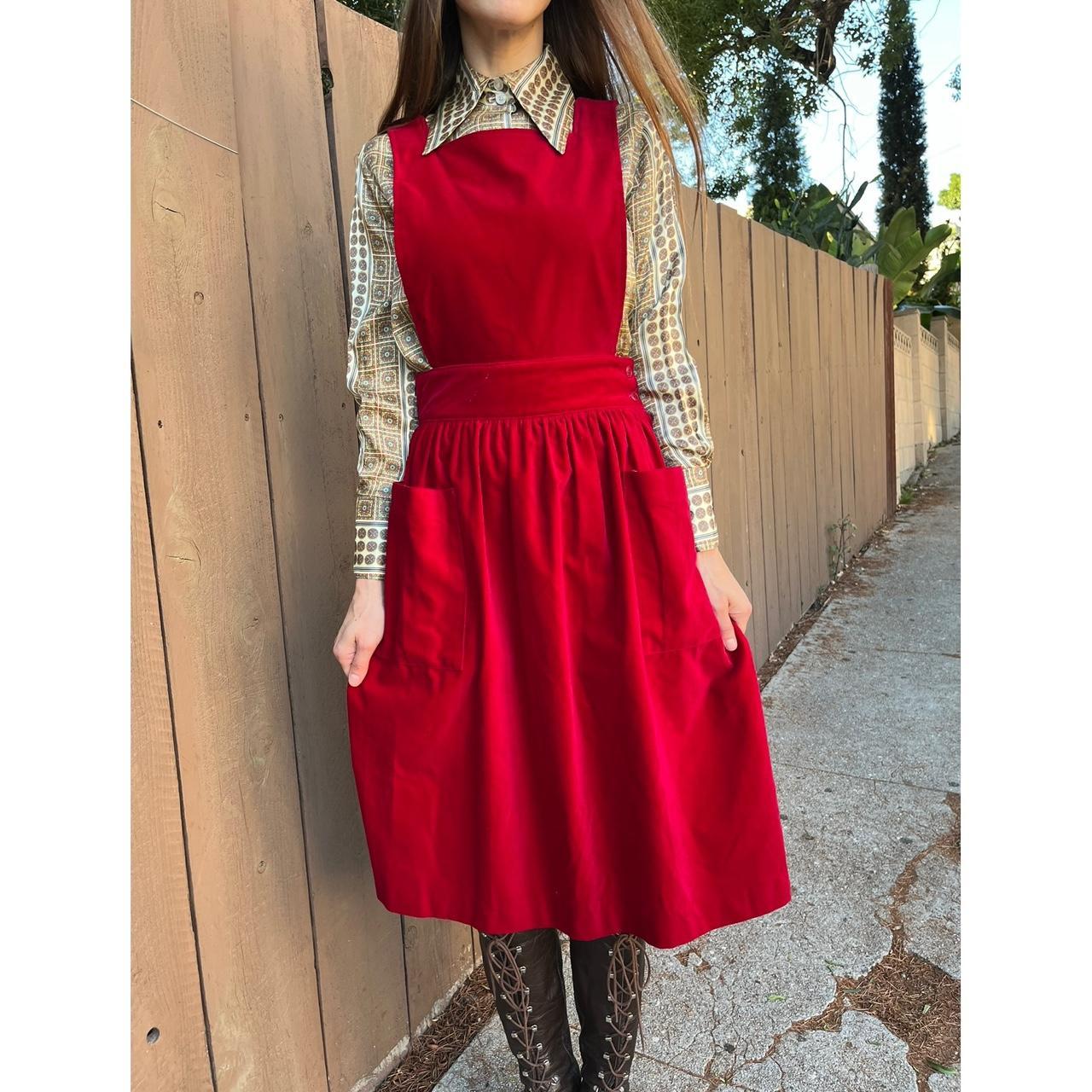 70s Ruby Red 100% Cotton Velvet Jumper Gorgeous... - Depop