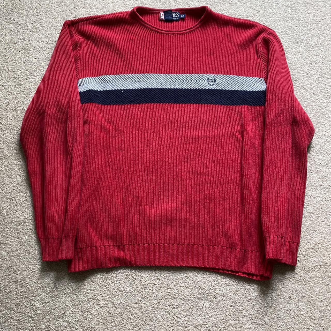 Chaps Ralph Lauren red striped sweatshirt - Depop