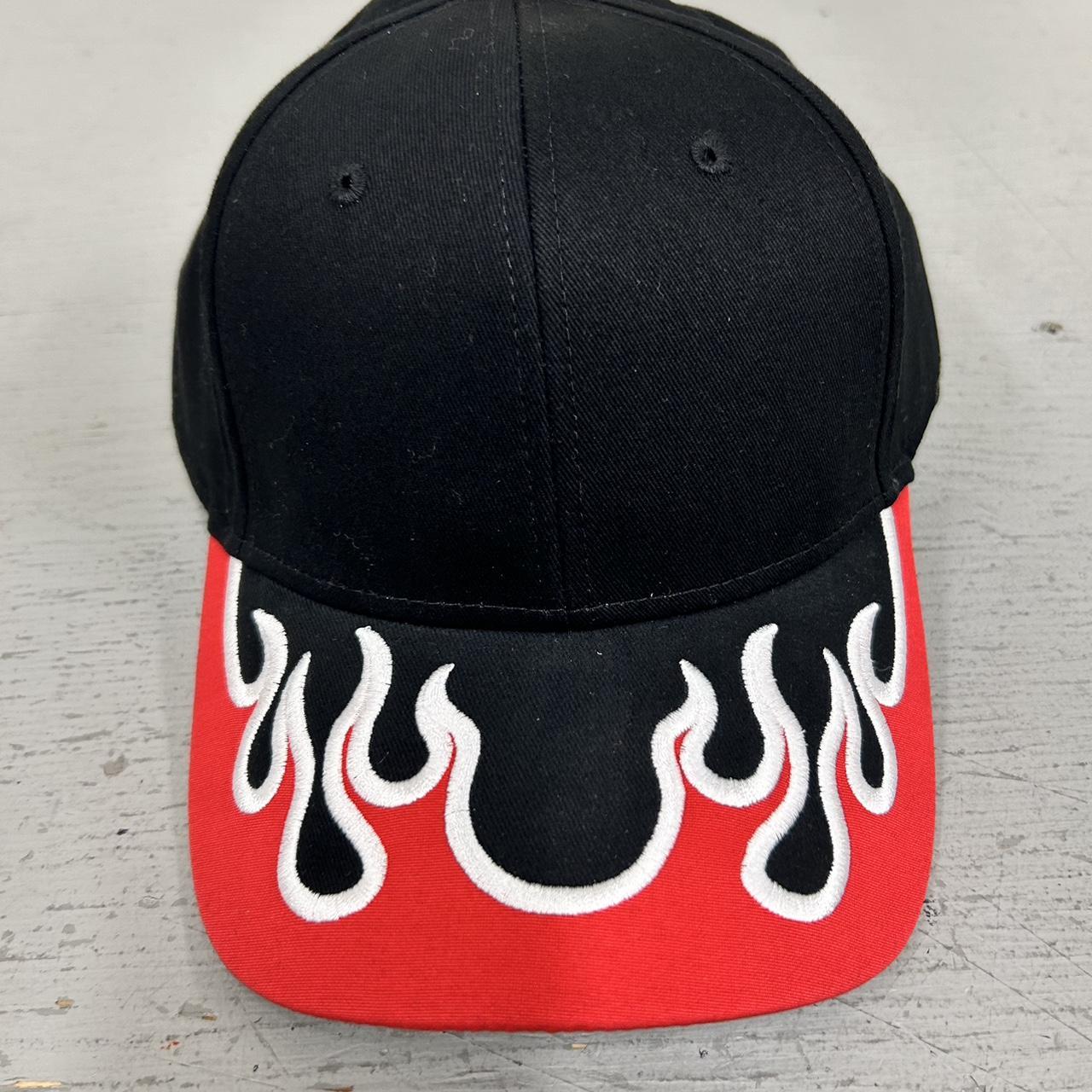 Vintage Red and black flame hat. - Depop