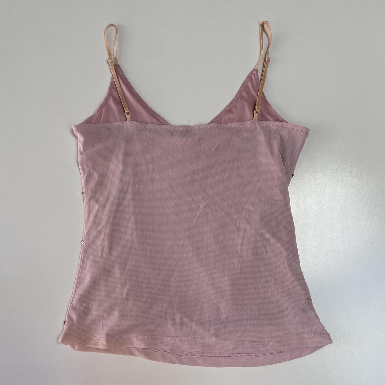 Iconic little pink micro mesh singlet with beaded +... - Depop