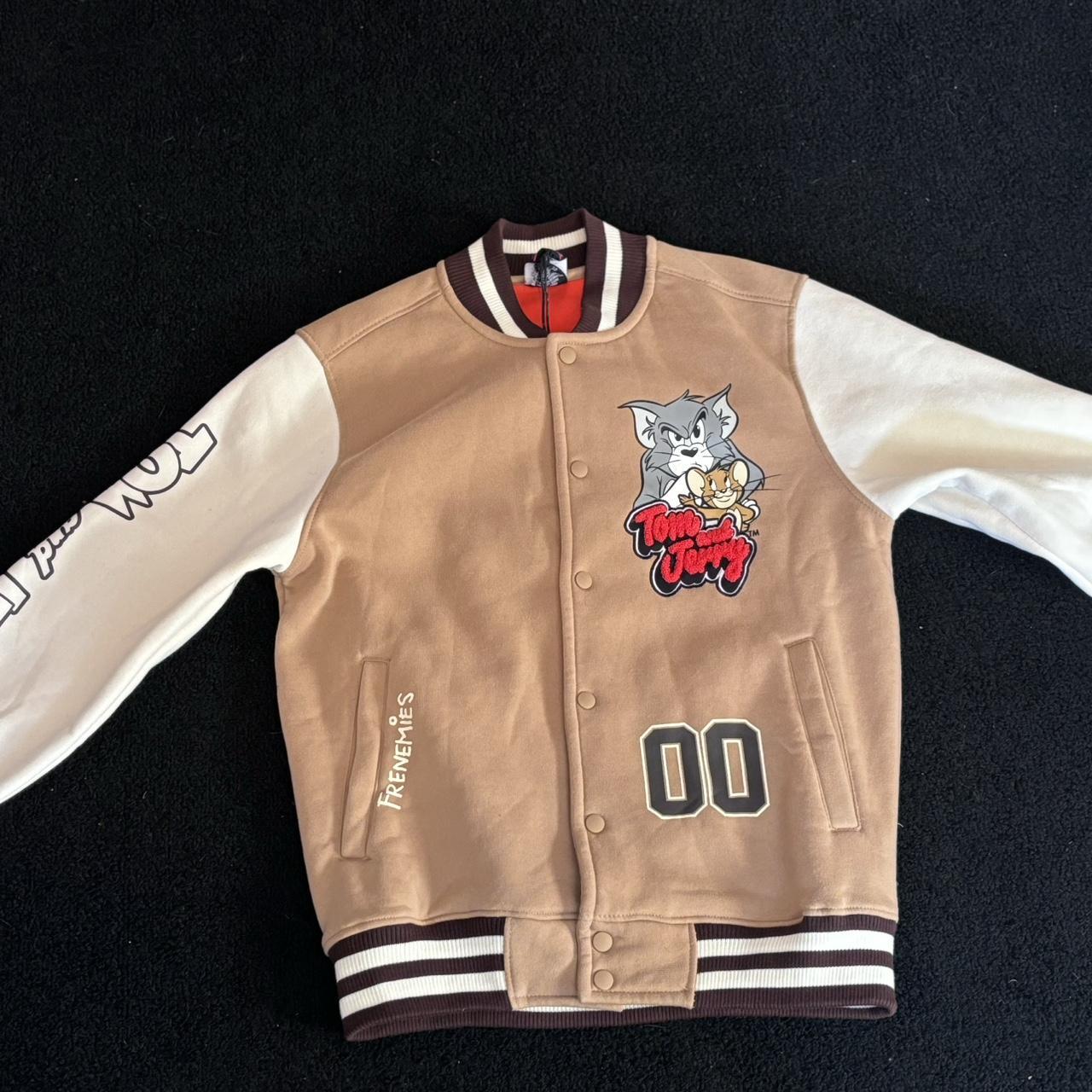 Tom & Jerry varsity jacket - tan and white #TomAndJerry - Depop