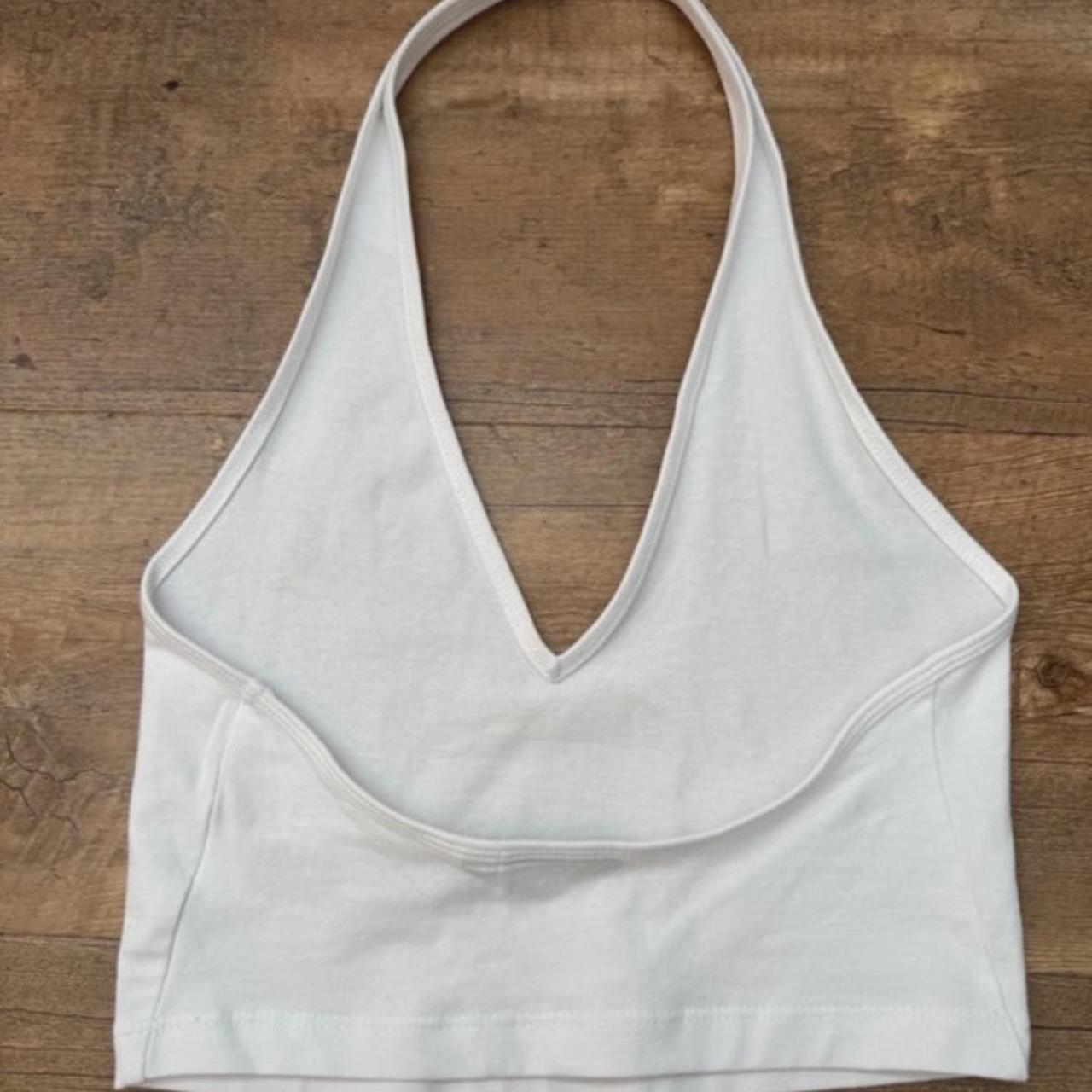 White halter neck crop top, asos size small. Amazing... | Depop