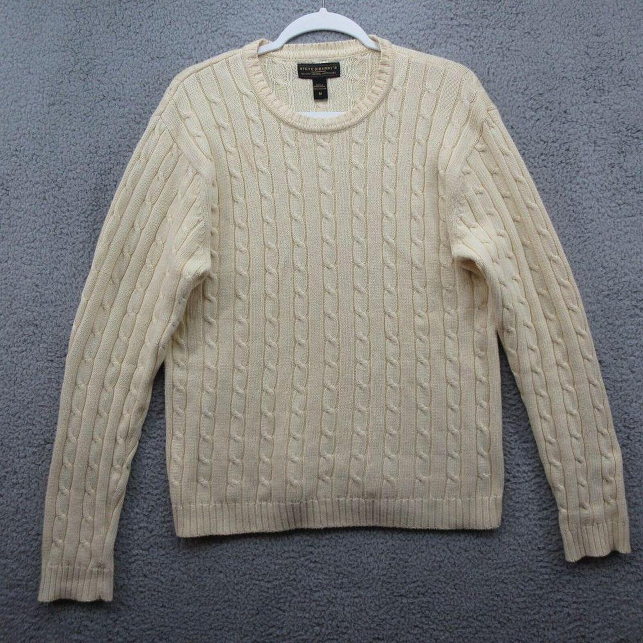 Steve & Barry's Cable Knit Sweater Mens M Cream... - Depop