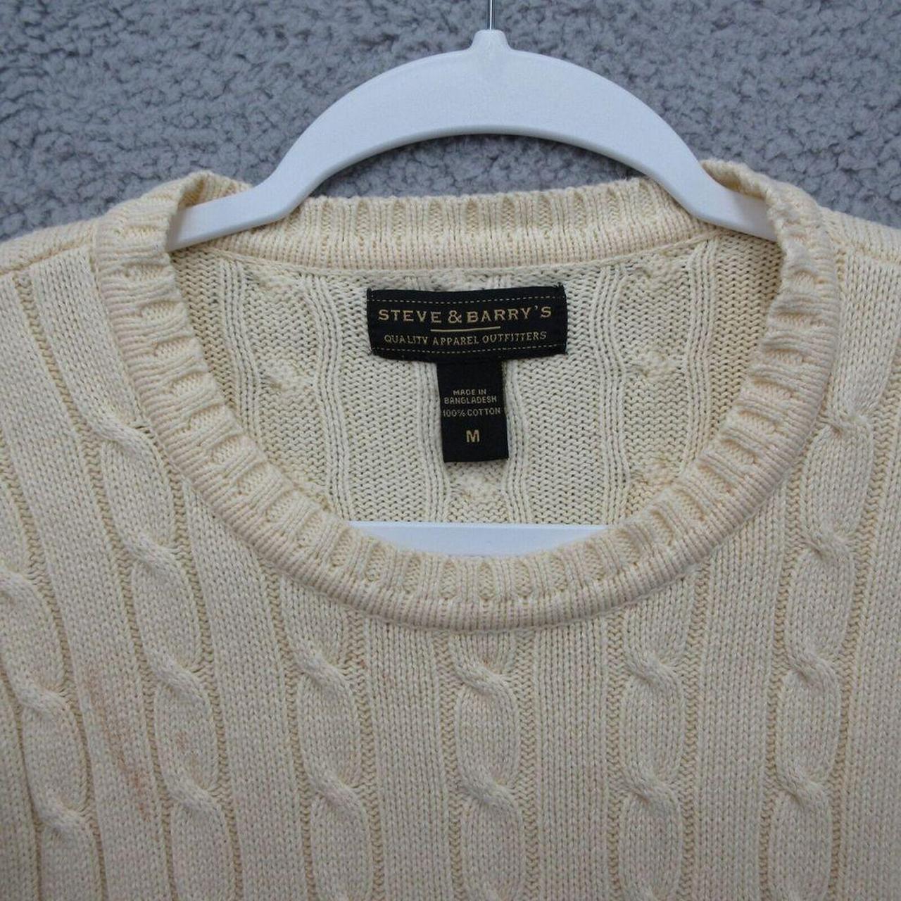 Steve & Barry's Cable Knit Sweater Mens M Cream... - Depop