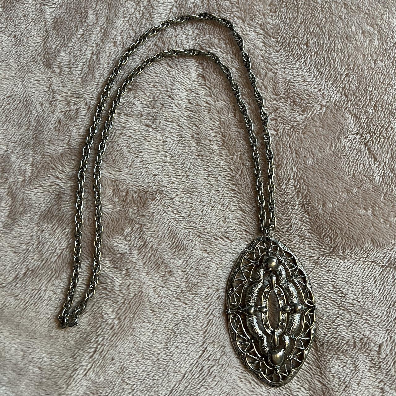 Stunning, heavy and large silver pendant on silver... - Depop