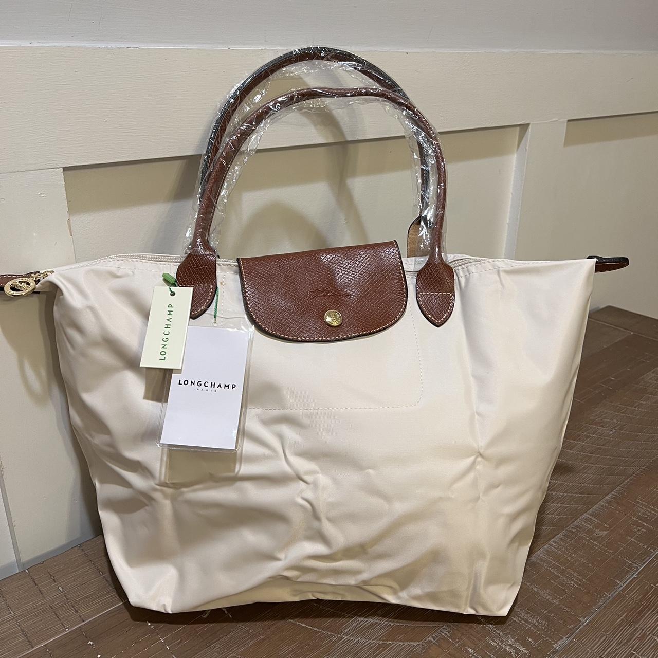 Longchamp Le Pliage cream and tan tote bag #totebag | Depop