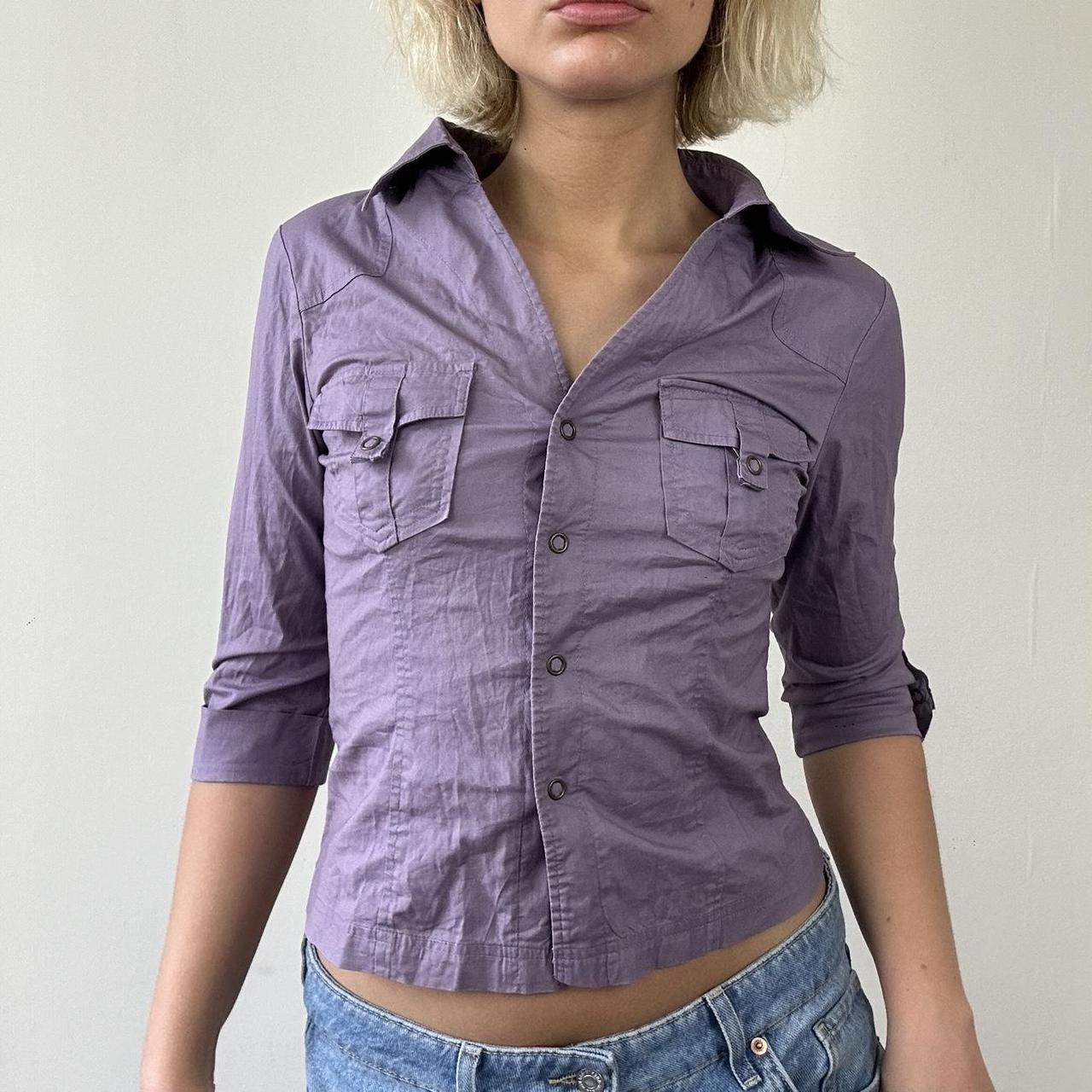 💋 beautiful lilac vintage bay trading button up... - Depop