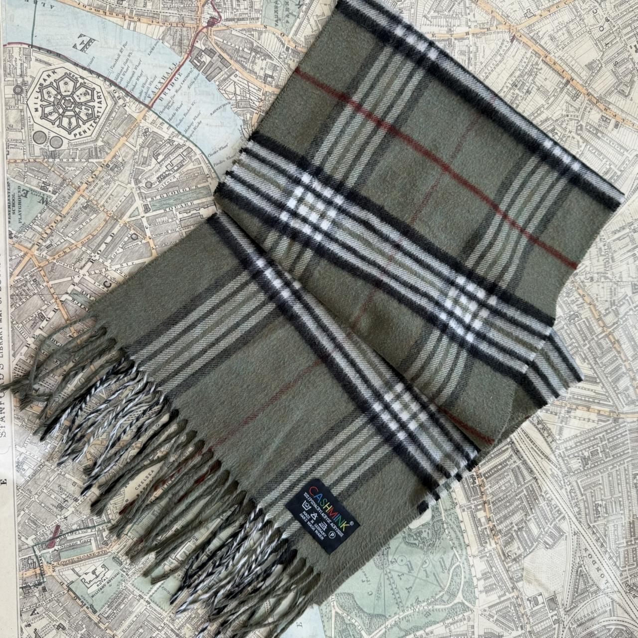 Vintage green nova check scarf with tassel detail - Depop