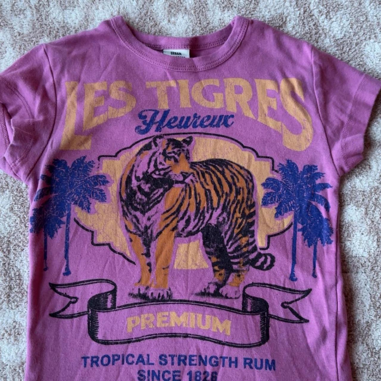 urban outfitters pink yellow tiger crop top worn... | Depop